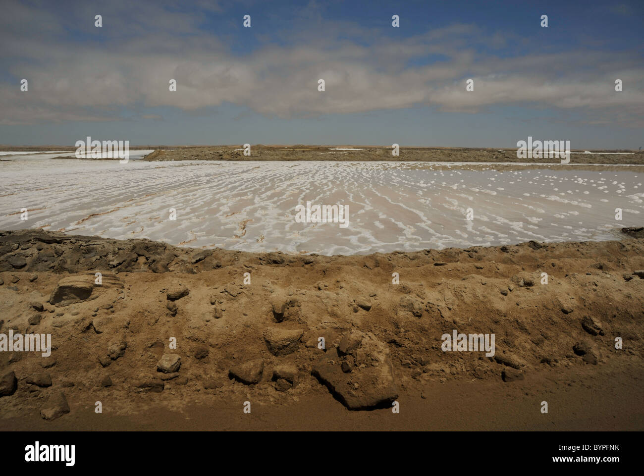 Walvisbay, Namibia, landscape, evaporation pan at salt works ...
