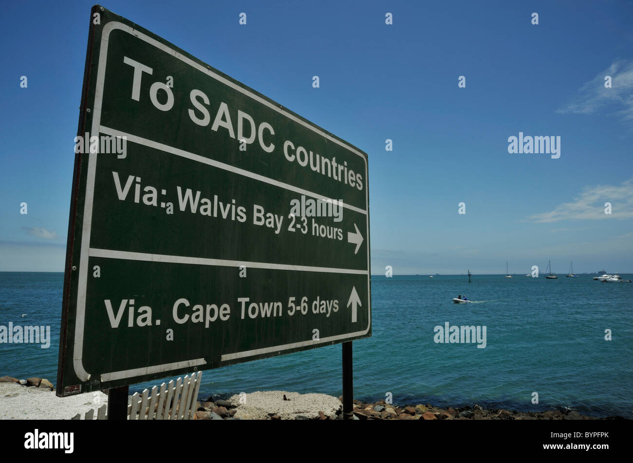 Sign, Cape Town, to SADC countries, signage at Walvisbay harbour ...