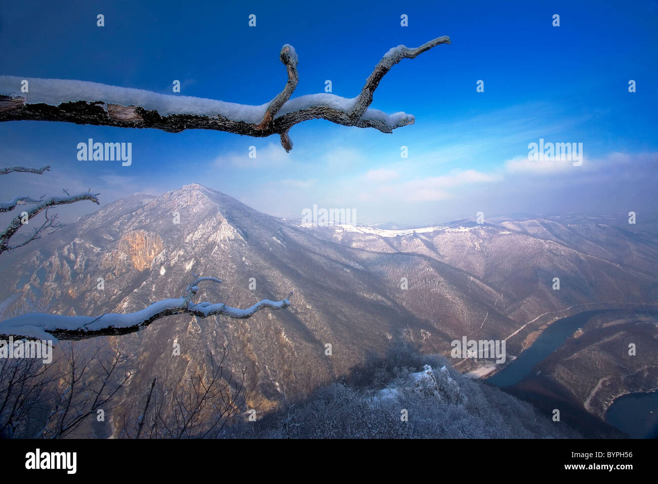 Wild winter nature of Central Serbia. Mountains Ovcar and Kablar during ...