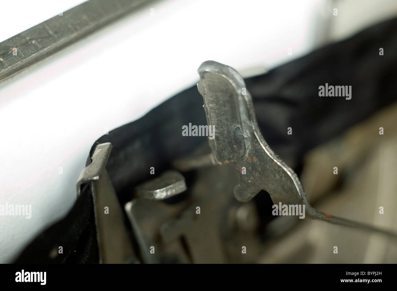 Mechanism of type writing machine, metal pieces Stock Photo - Alamy
