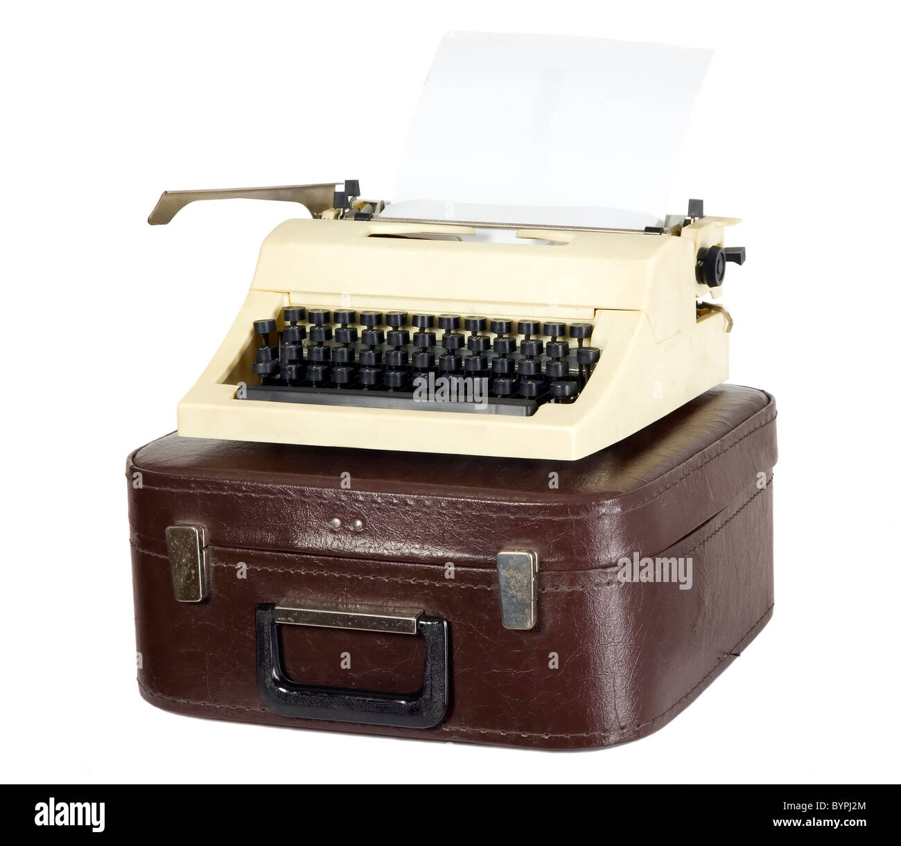 Old antique white typewriter with black keys Stock Photo - Alamy