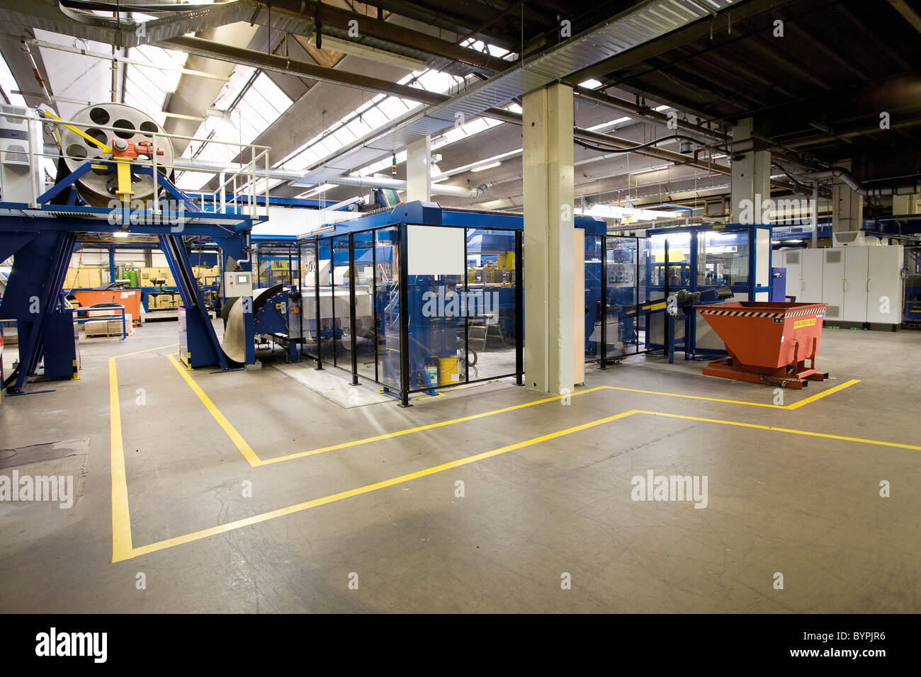 Carpet factory, pedestrian walkway and ultrasonic cutting machine Stock ...