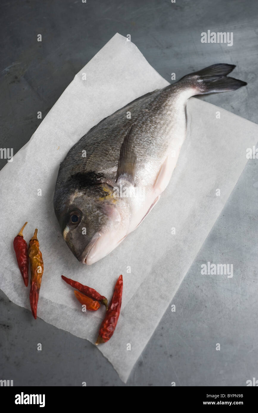 Fresh bream with red chili peppers Stock Photo - Alamy