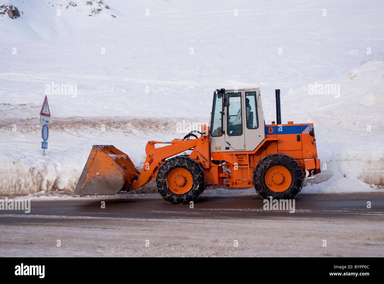snowy street in winter in the Italian Alps Stock Photo - Alamy