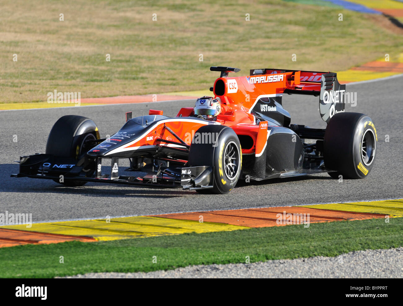 german driver Timo Glock in the Virgin MVR-02 Formula One race car ...
