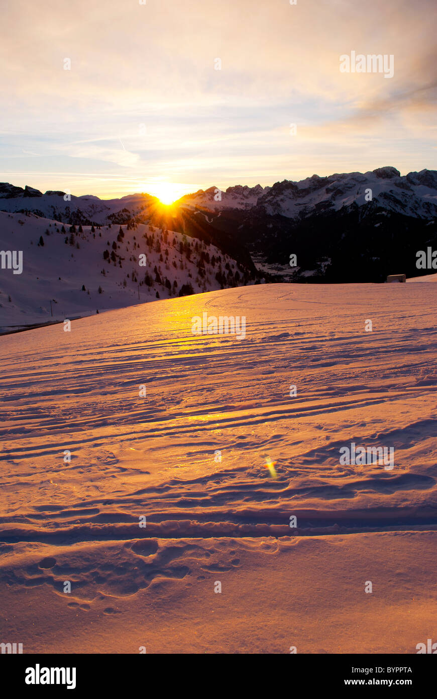 Alpine sunset in the mountains of the Dolomites Stock Photo - Alamy