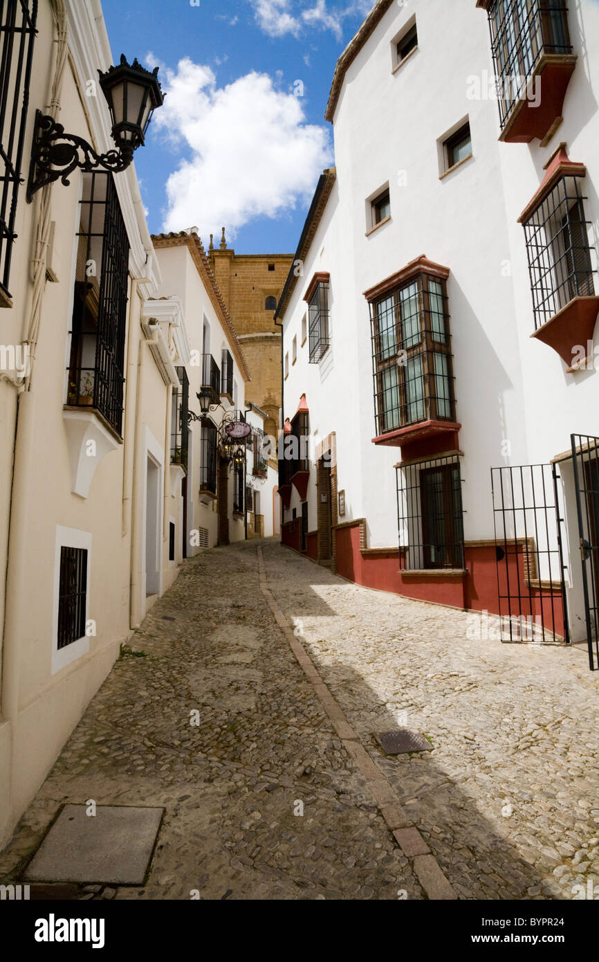 Typical traditional Spanish cobbled back street / streets / road ...