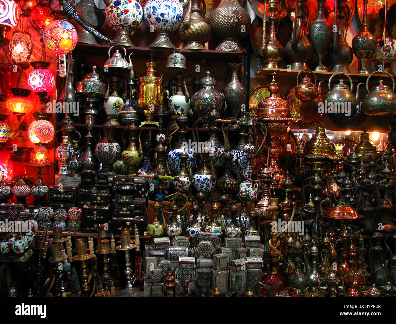 Turkish antiques for sale in Grand Bazaar, Istanbul, Turkey Stock Photo ...