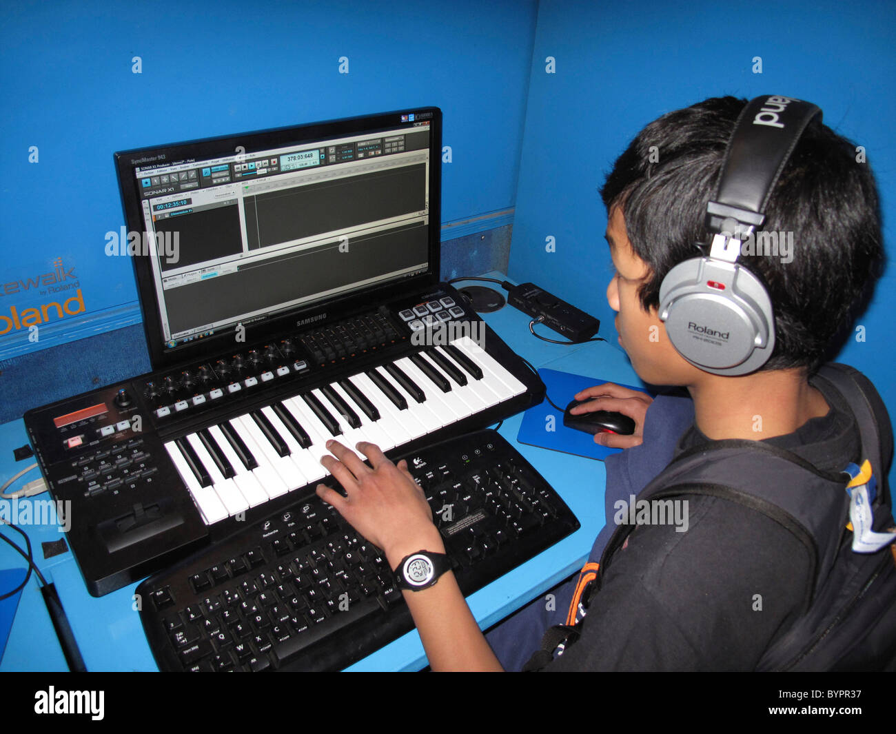 boy play with Roland keyboards,The Music Show,Music and Me,Paris,France ...