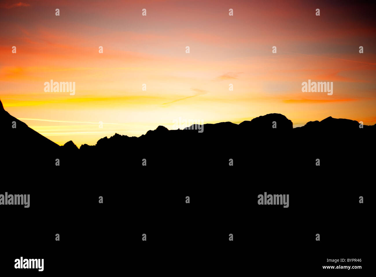 Alpine sunset in the mountains of the Dolomites Stock Photo - Alamy