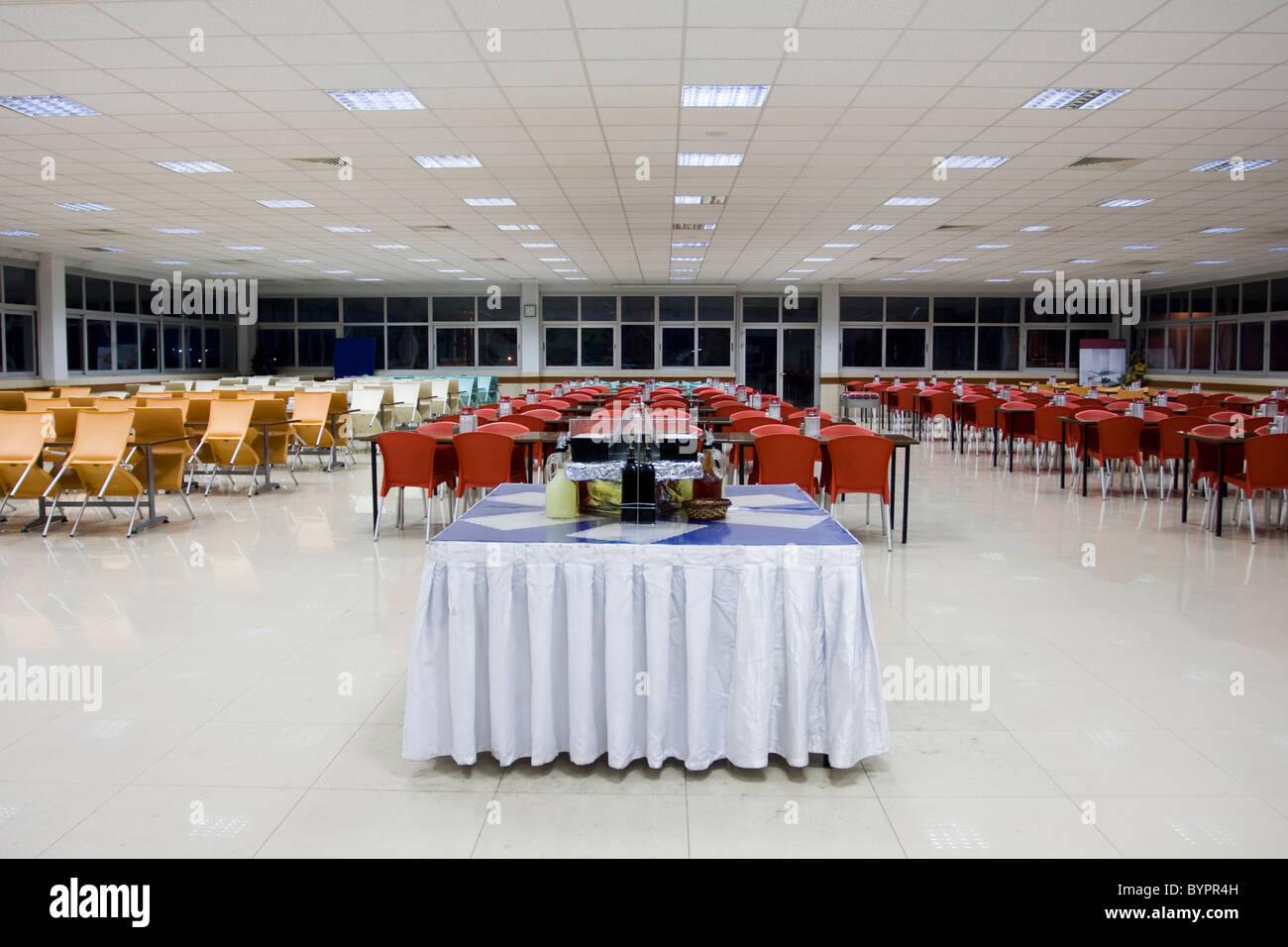 An empty dining hall in a factory waiting for service Stock Photo - Alamy