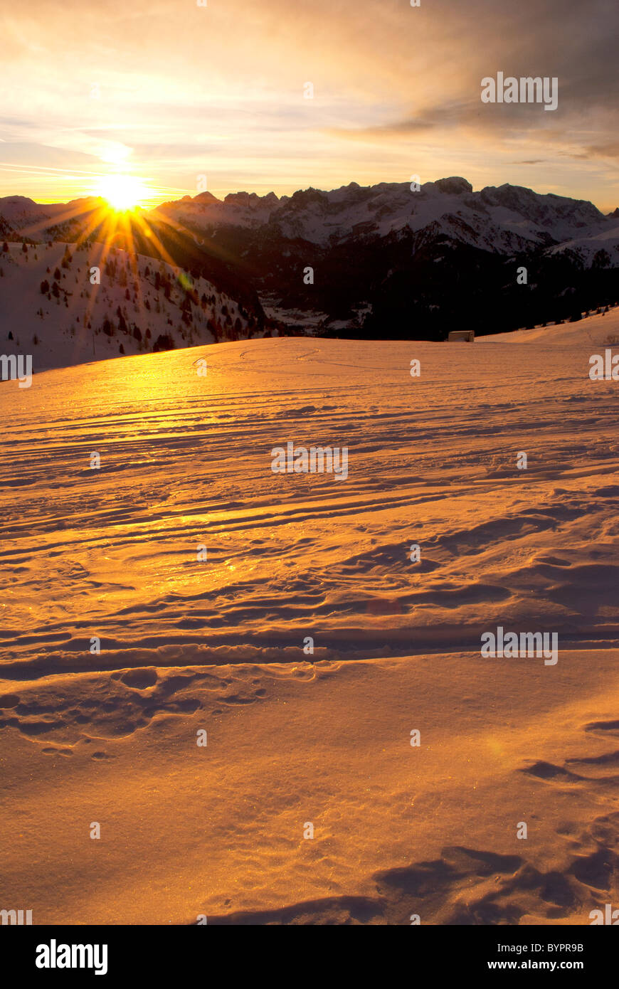 Alpine sunset in the mountains of the Dolomites Stock Photo - Alamy