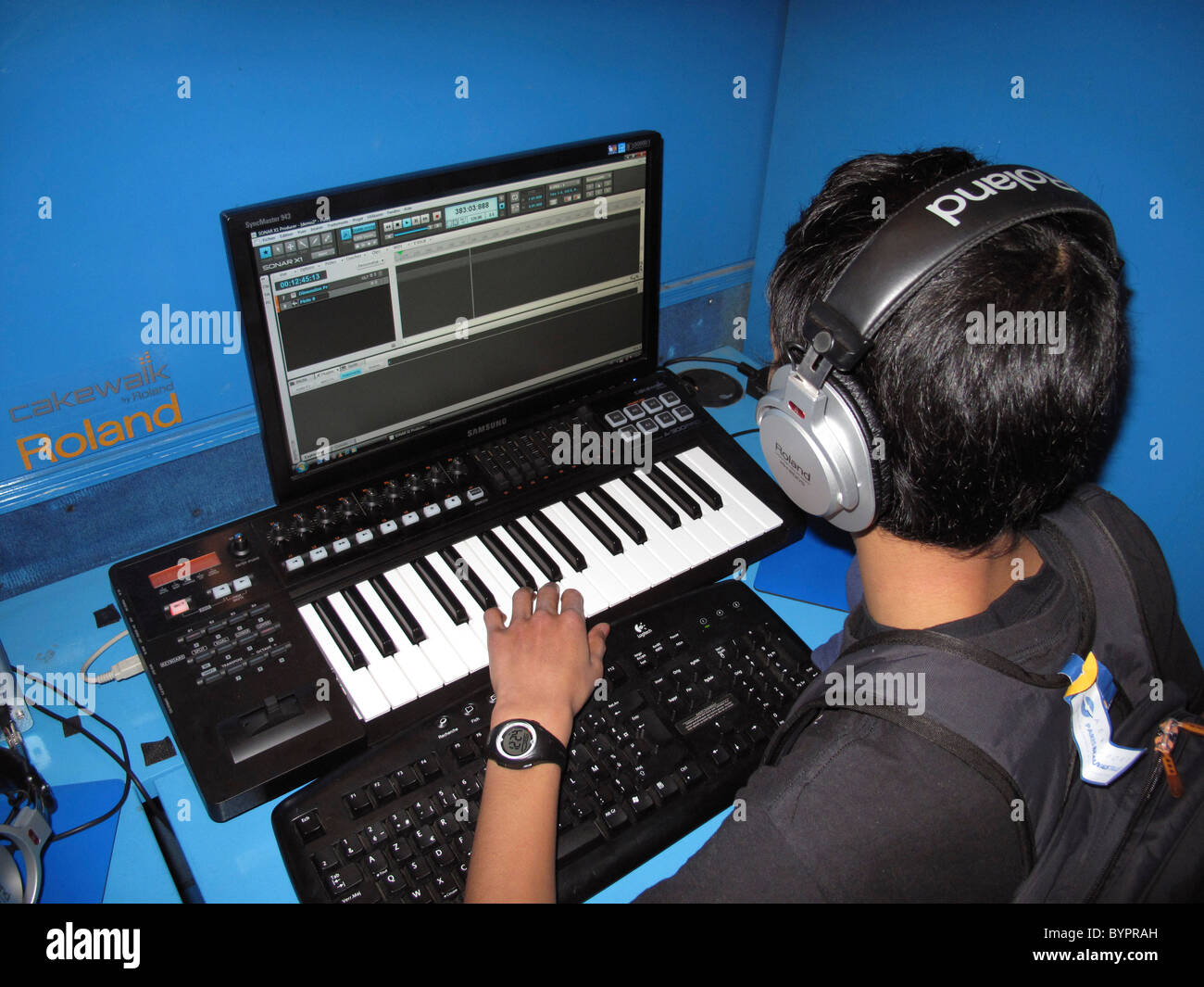 boy play with Roland keyboards,The Music Show,Music and Me,Paris,France ...