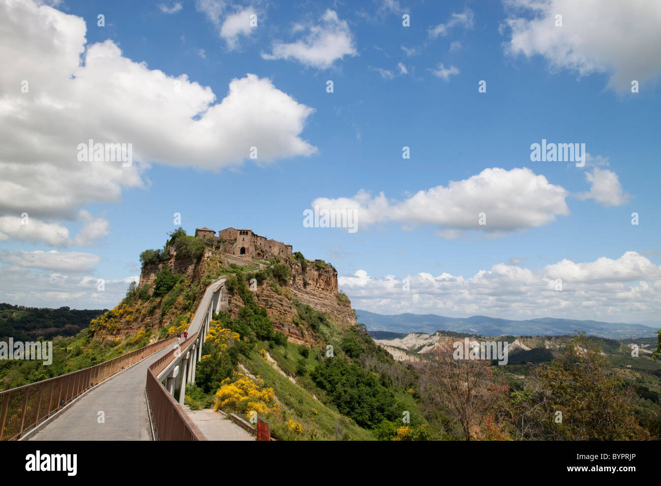 Civita di Bagnoregio view from the pedestrian bridge surrounded by ...