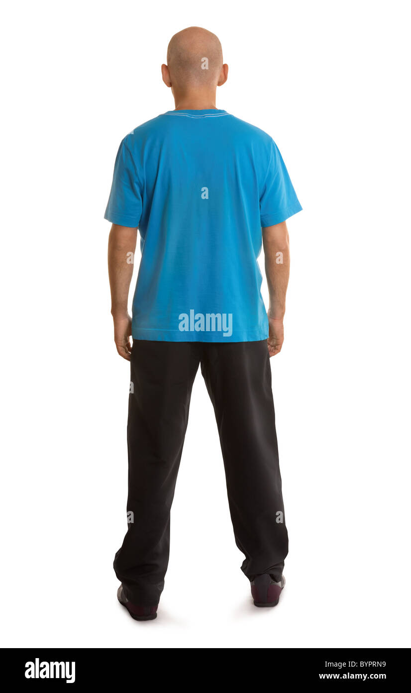 active man isolated on white background with clipping path, focus on ...