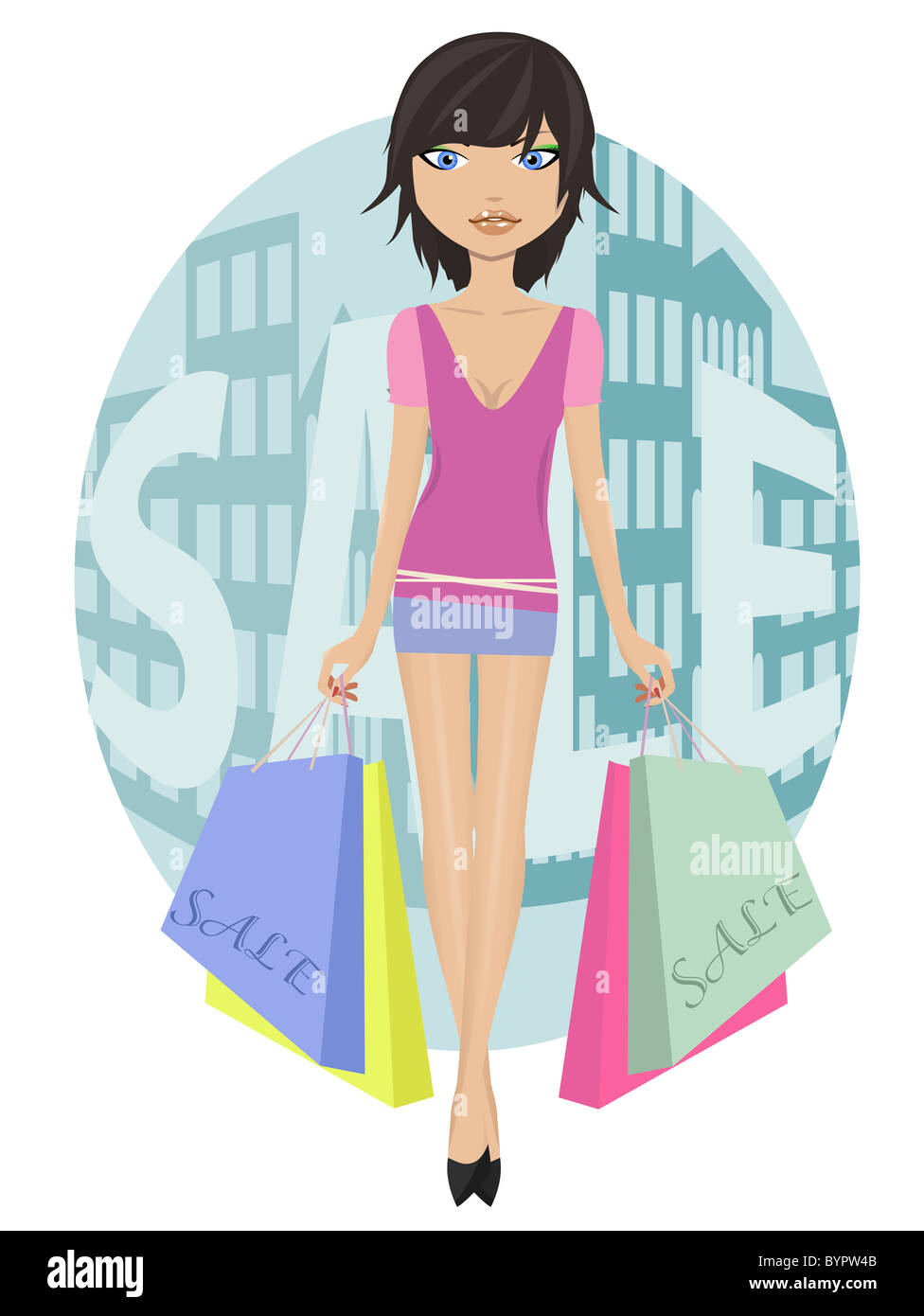 beautiful girl with sale bags Stock Photo - Alamy