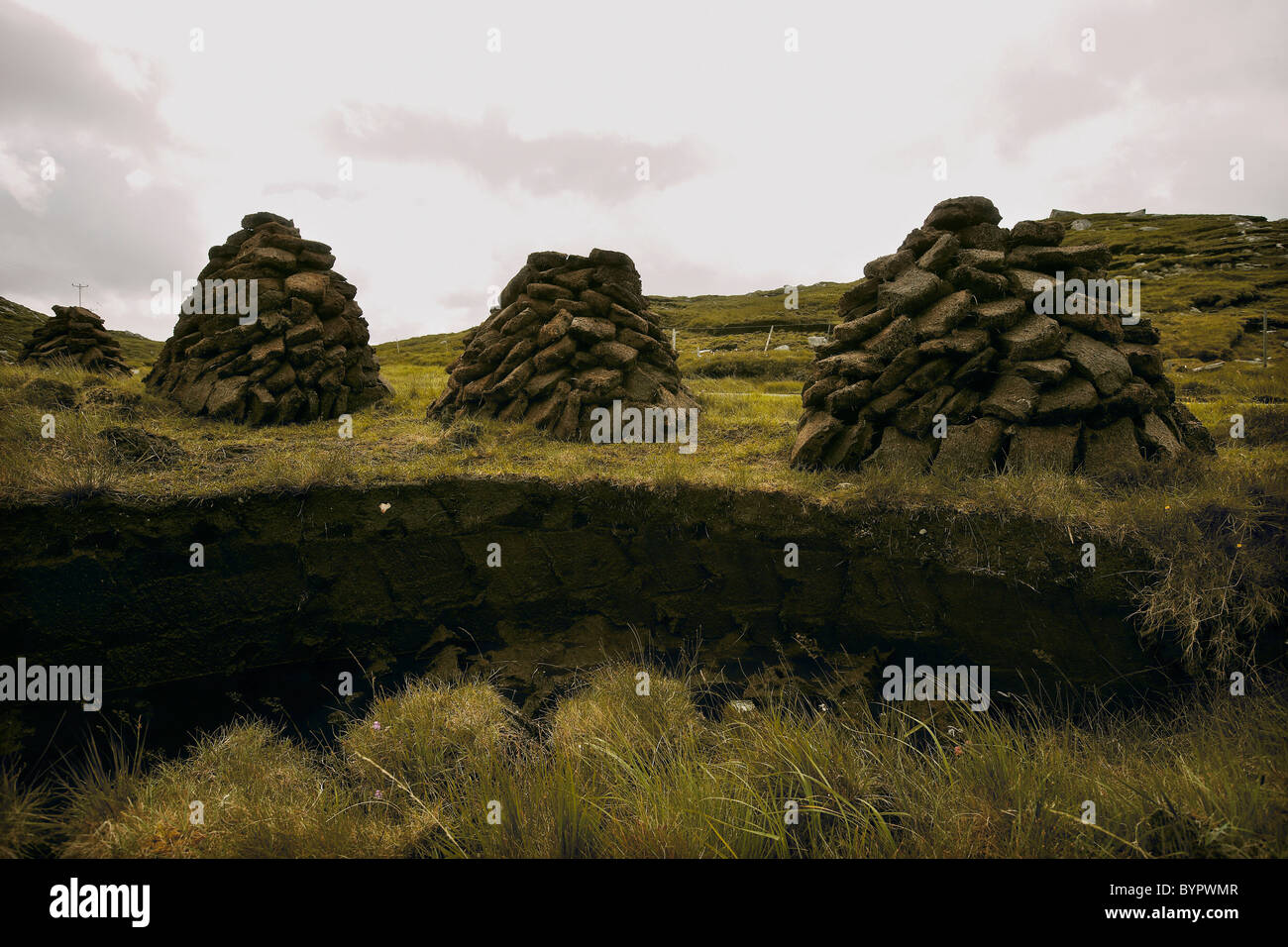 Traditional peat cut for fuel, Isle of Lewis, Scotland, UK Stock Photo ...