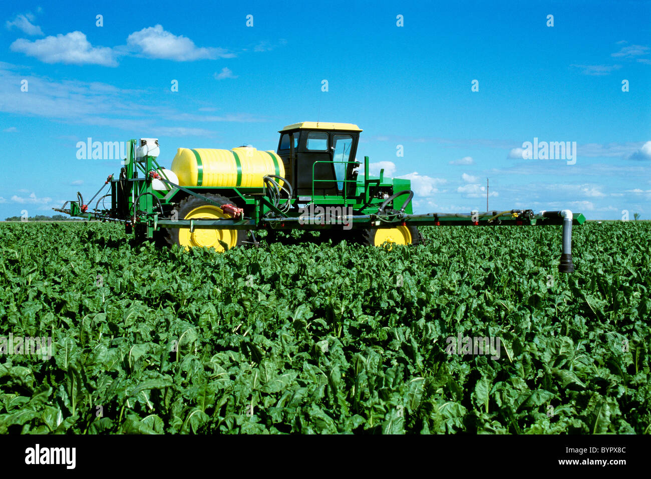 Agriculture - A high clearance spray applicator applies chemicals to a ...