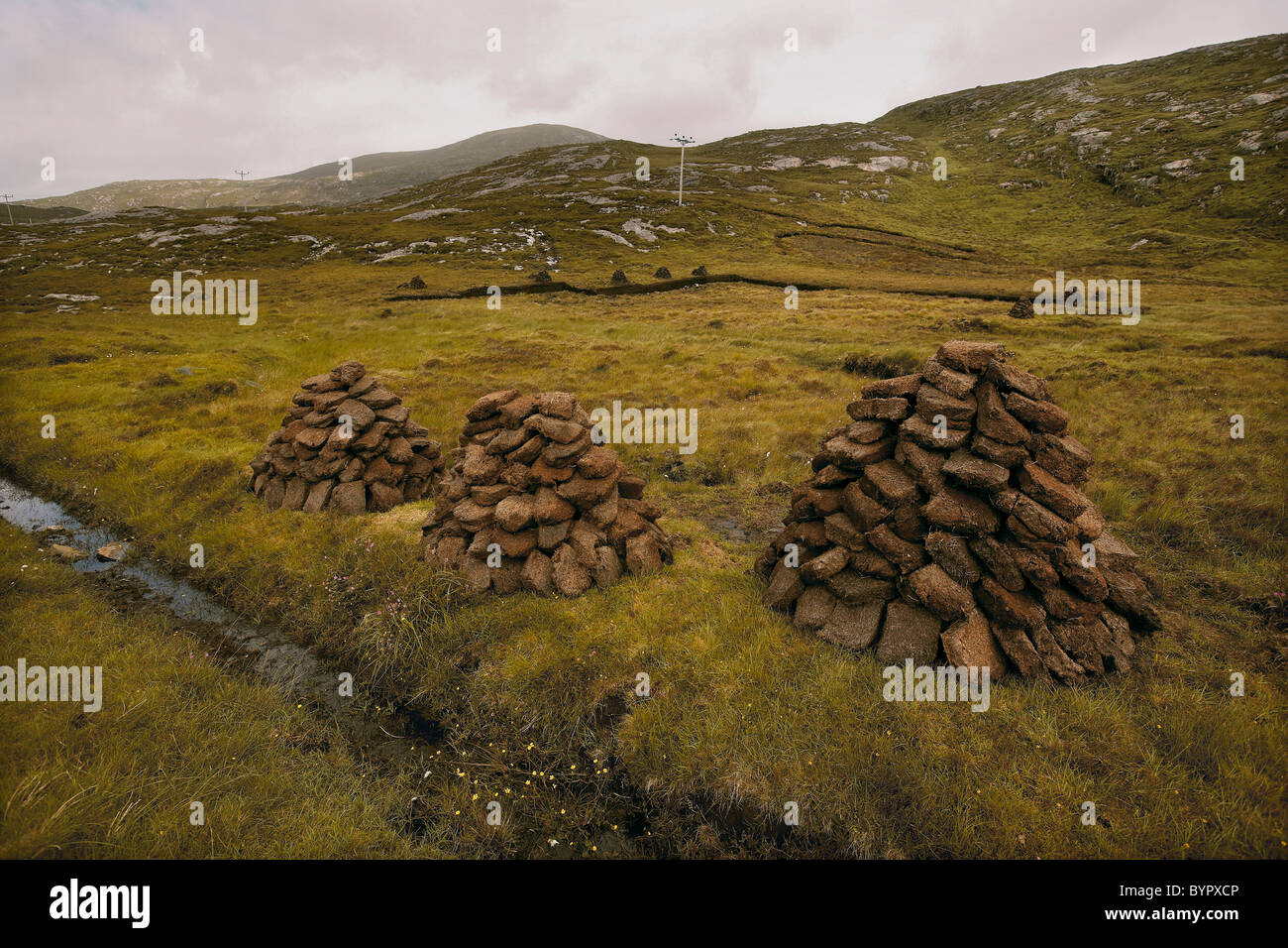 Traditional peat cut for fuel, Isle of Lewis, Scotland, UK Stock Photo ...