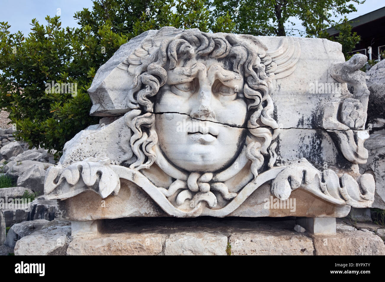 statue of Medusa at the Apollo temple in Didim Turkey Stock Photo - Alamy
