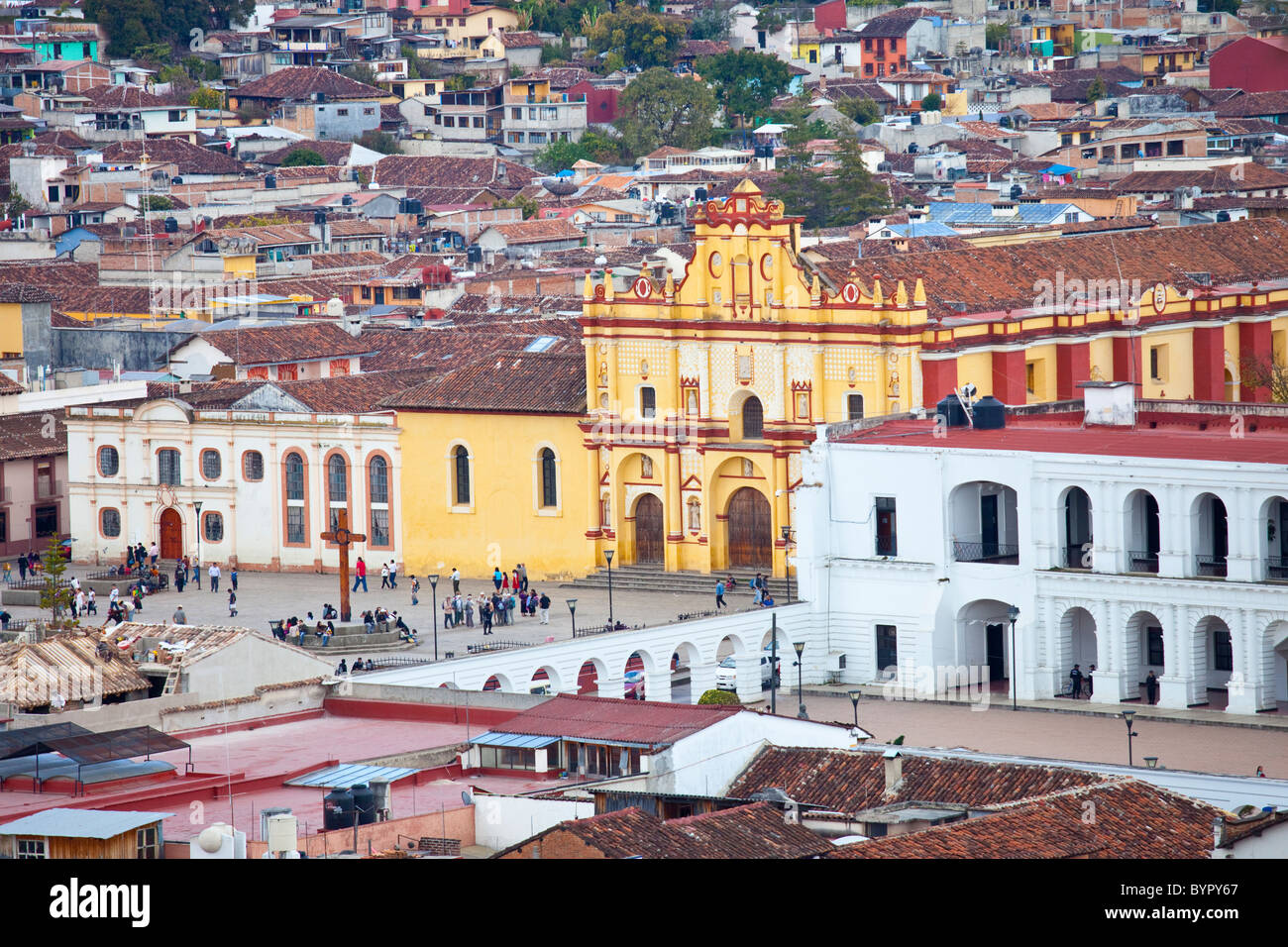 The Cathedral of San Cristobal de las Casas with double rainbow, Chiapas, Mexico Stock Photo - Alamy