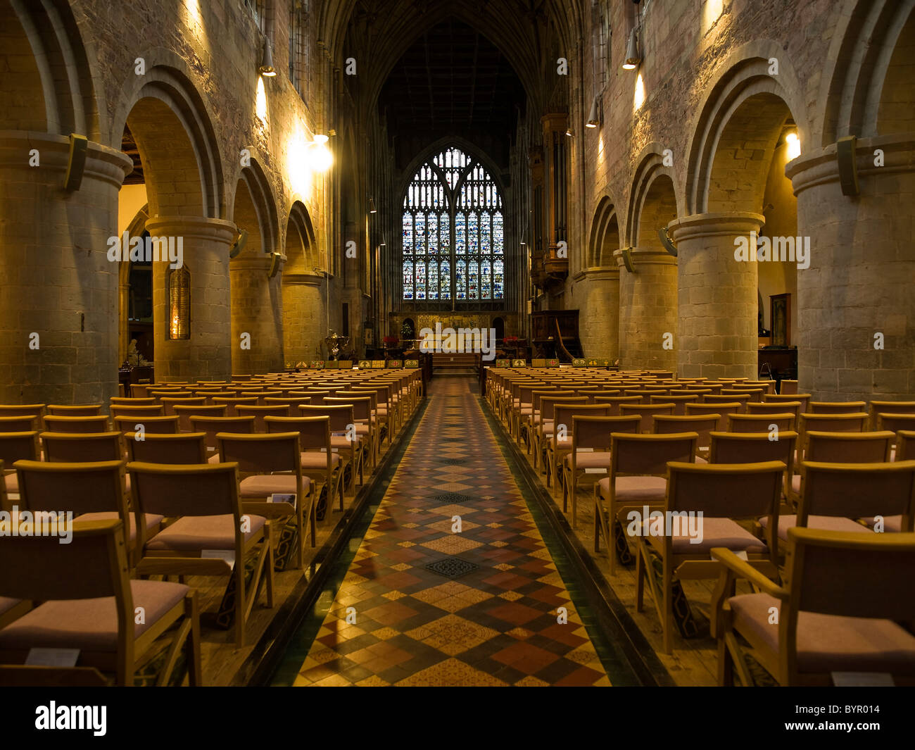 Inside Malvern Priory Stock Photo - Alamy