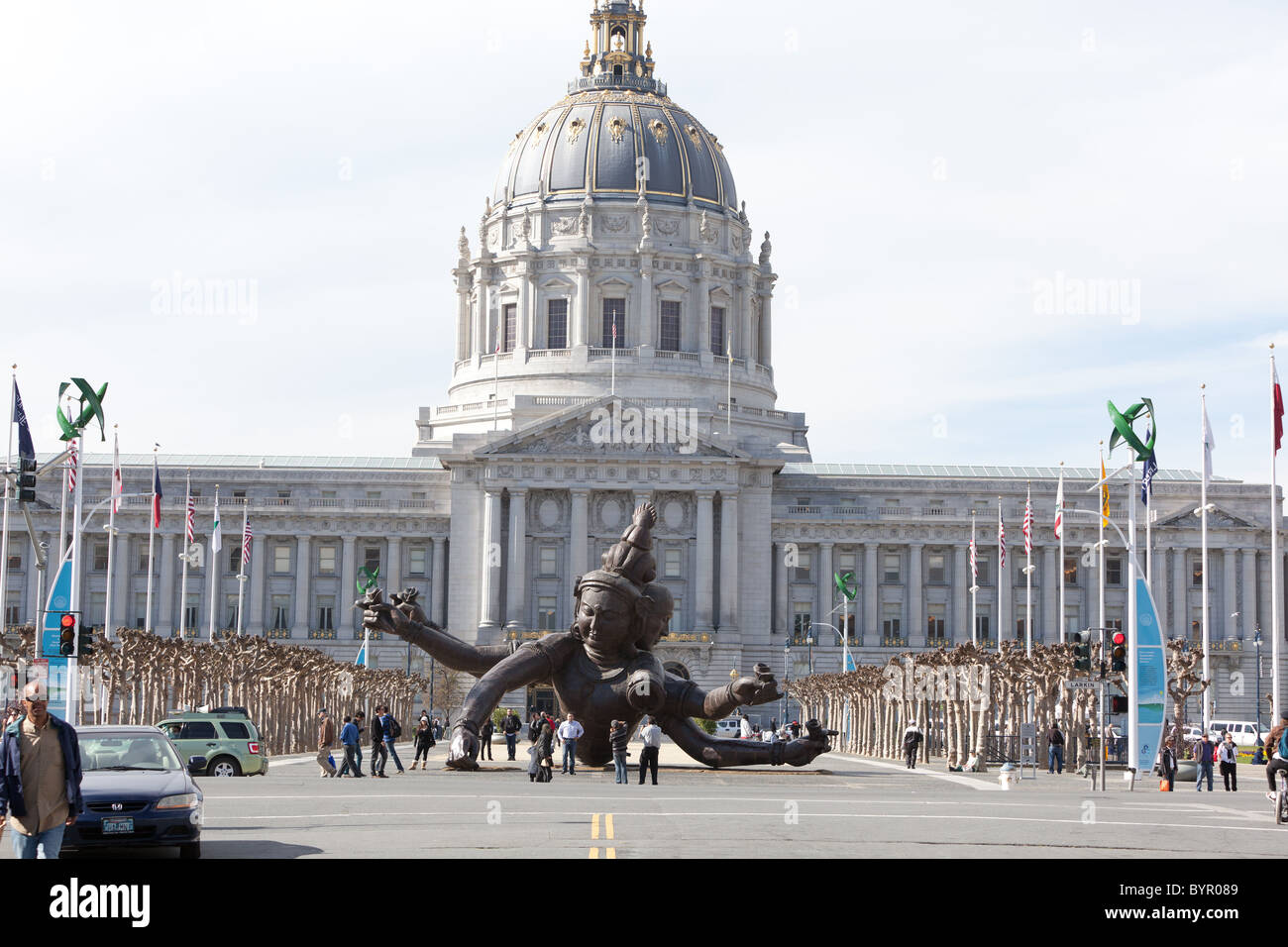 Three Heads Six Arms statue in front of San Francisco City Hall Stock ...