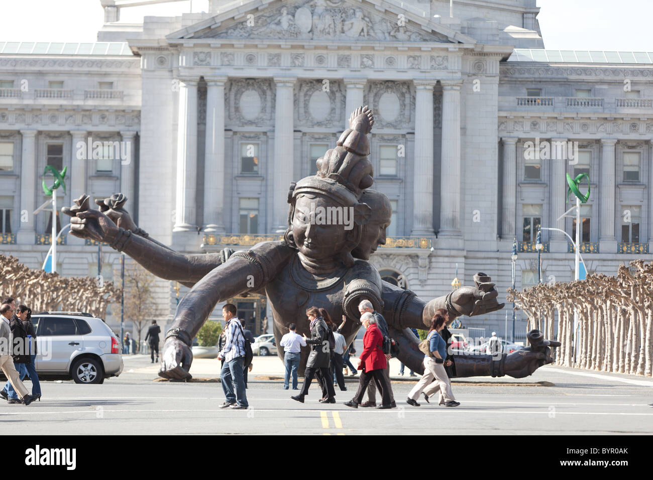 Three Heads Six Arms statue in front of San Francisco City Hall Stock ...