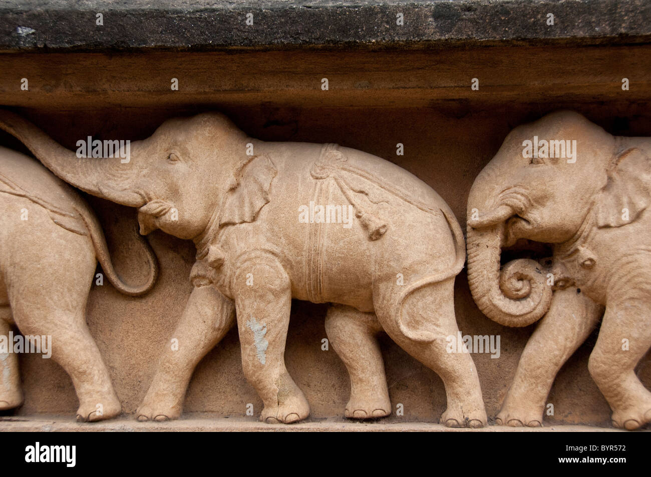 Sri Lanka, outskirts of Colombo, Kelaniya Temple. Architectural detail ...
