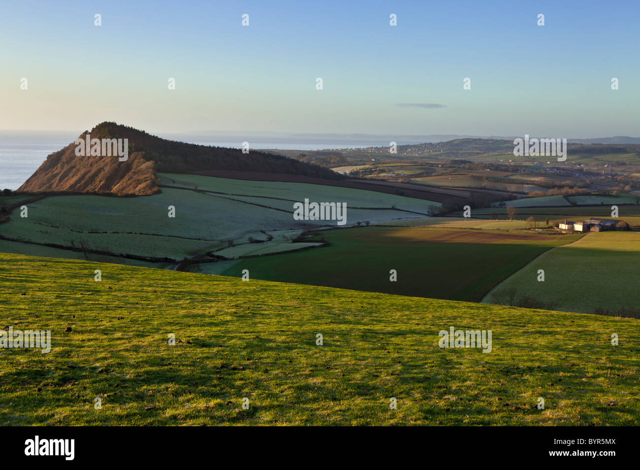 Rural view from the National Cycle Route number 2 on a clear January ...