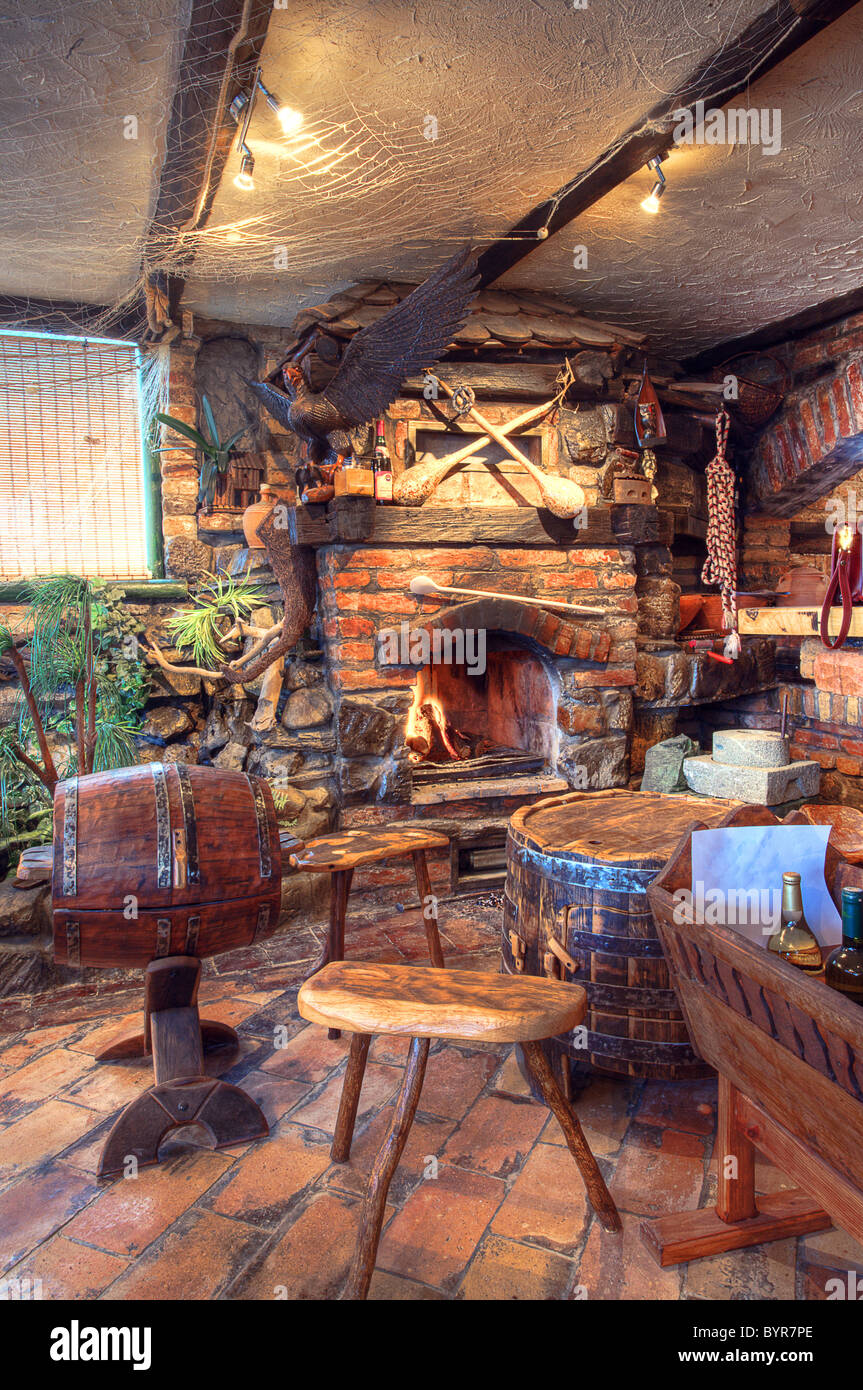 Traditional Serbian restaurant, vintage design Stock Photo - Alamy