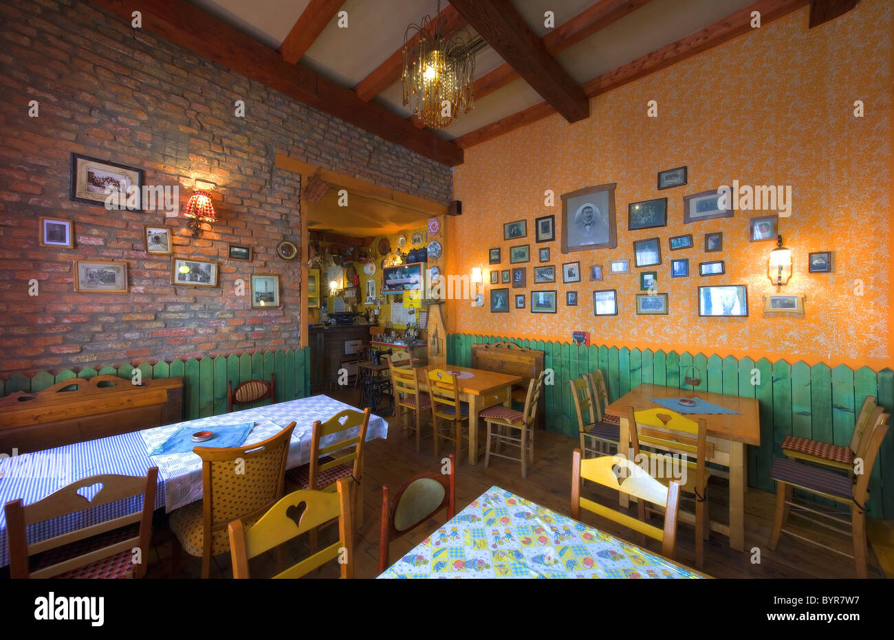 Traditional Serbian restaurant, vintage design Stock Photo - Alamy