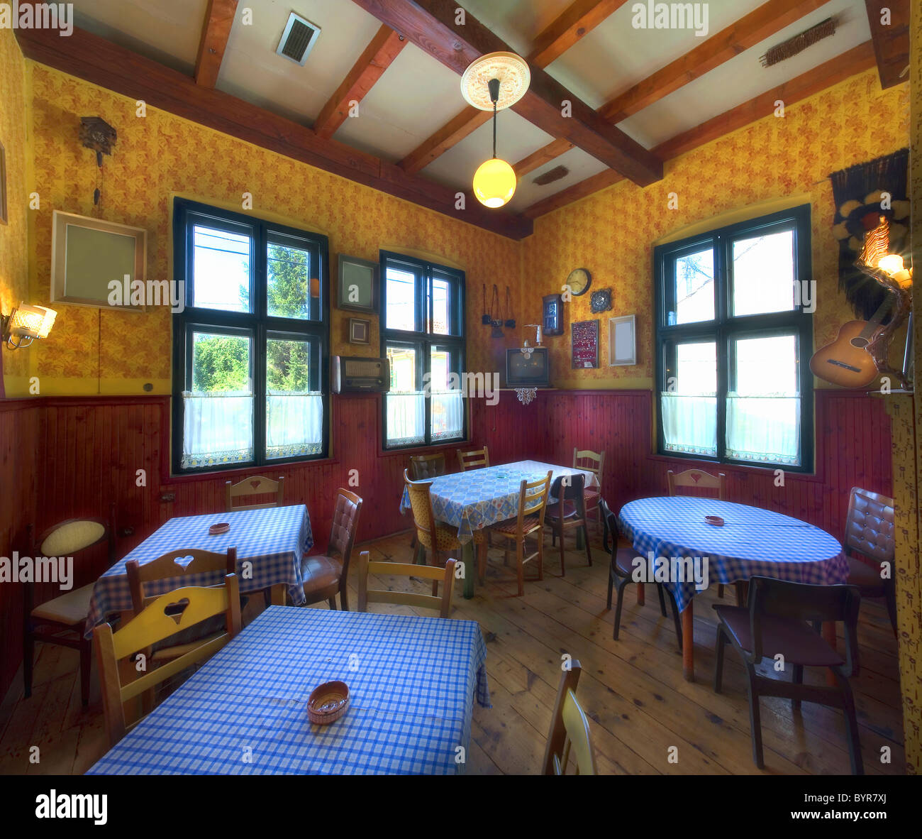 Traditional Serbian restaurant, vintage design Stock Photo - Alamy
