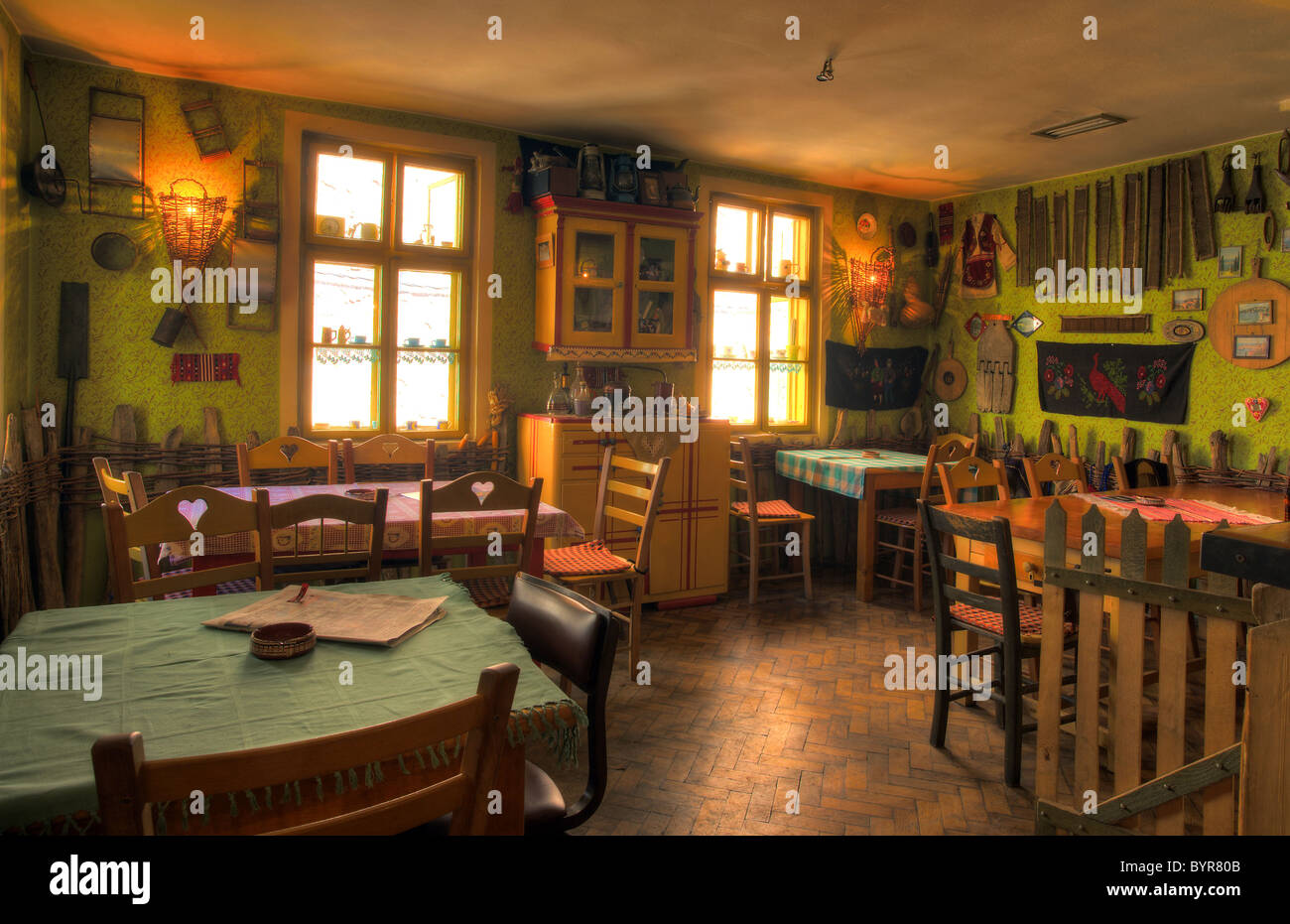Traditional Serbian restaurant, vintage design Stock Photo - Alamy