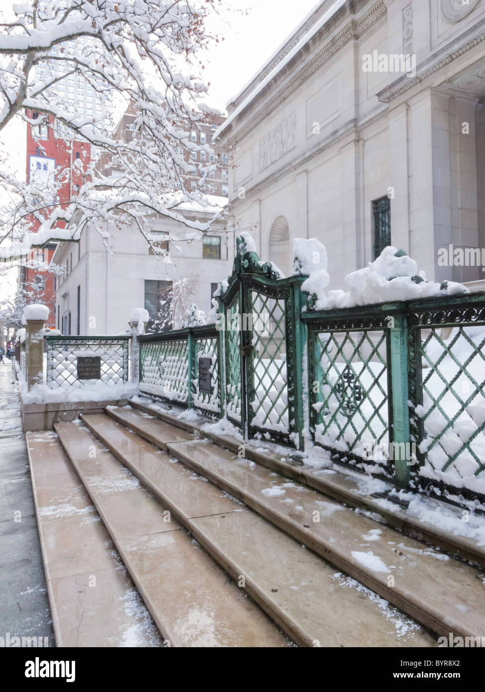 The Morgan Library and Museum, Murray Hill, Snow Storm, NYC Stock Photo ...