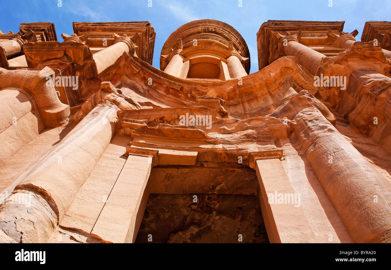 The Monastery, sculpted out of the rock, at Petra, Jordan Stock Photo ...