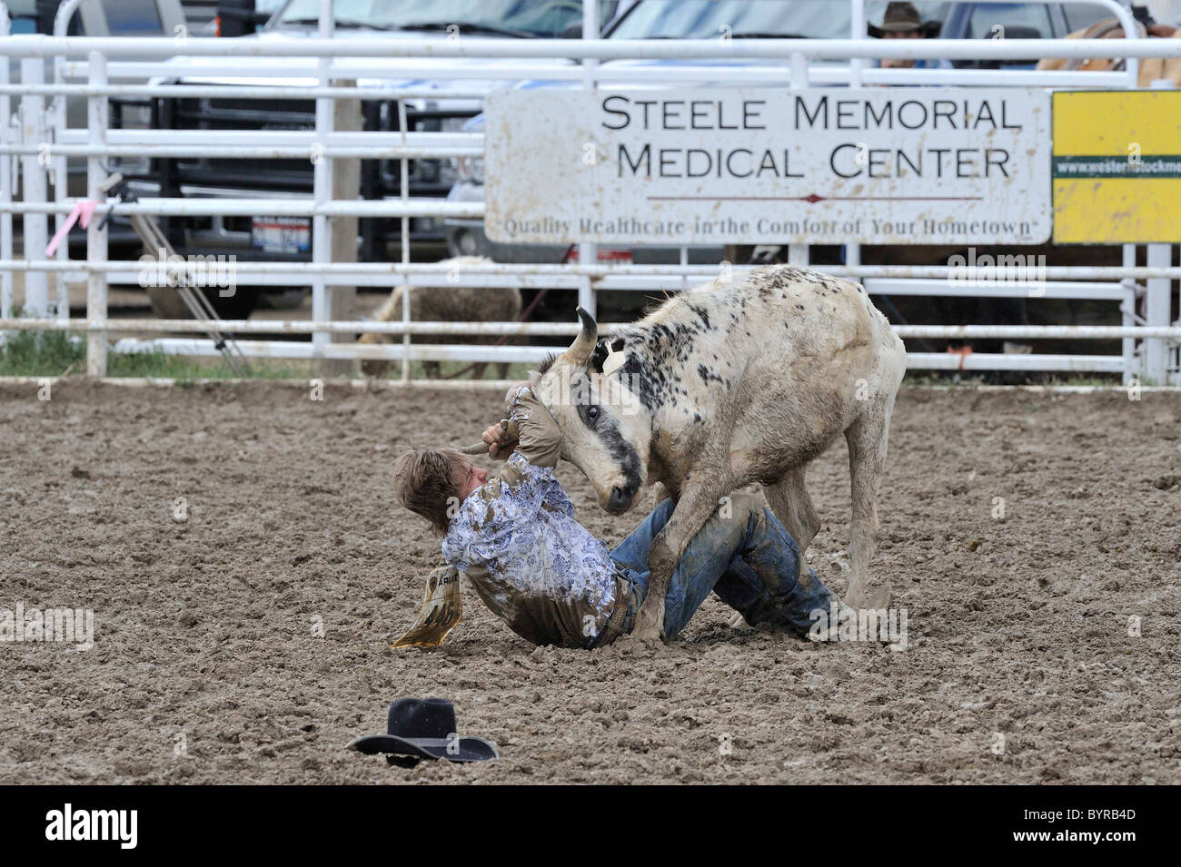 Bulldogging steer wrestling teen teenager hi-res stock photography and ...
