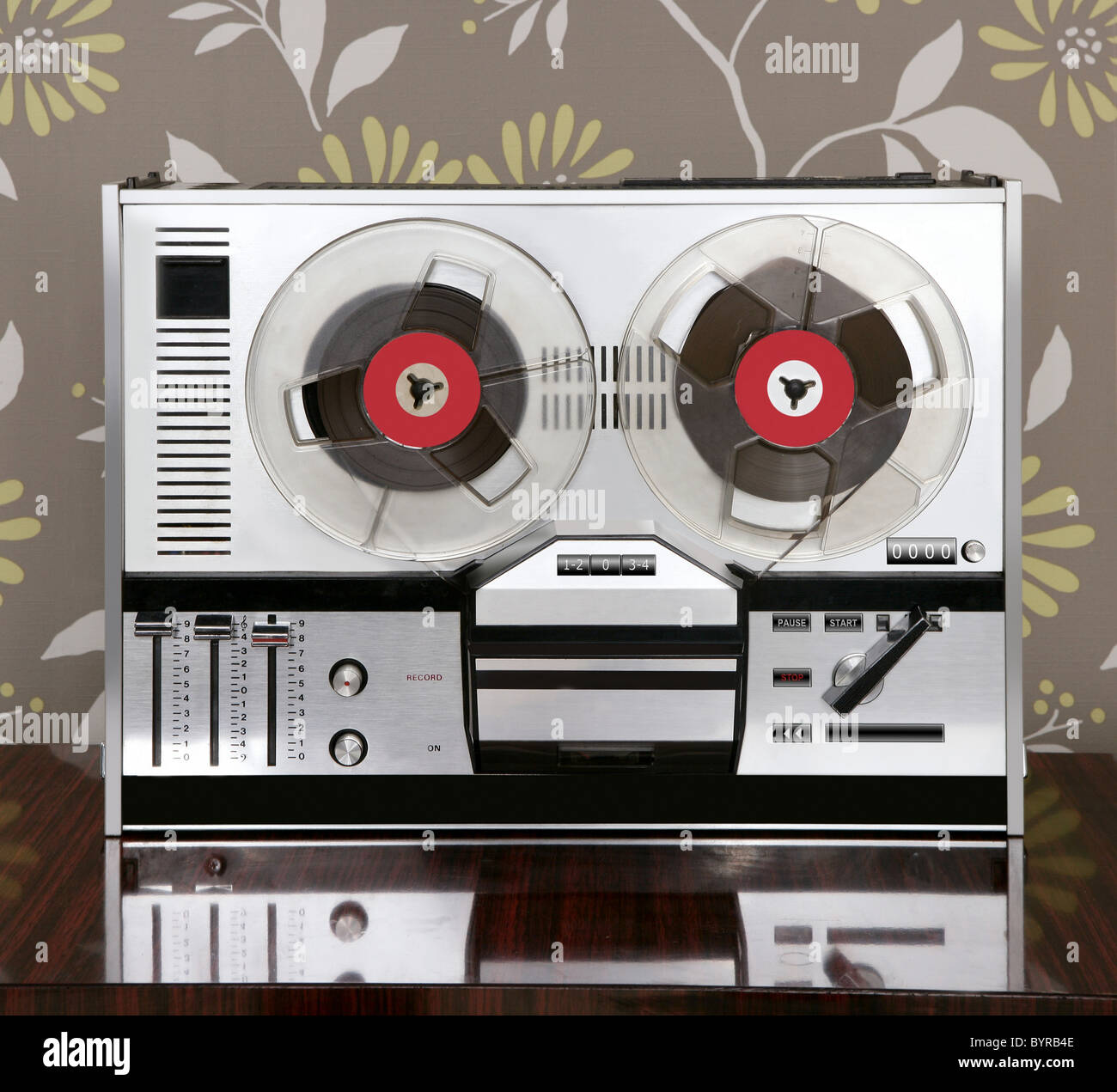 classic retro reel to reel open 60s vintage music recorder Stock Photo ...