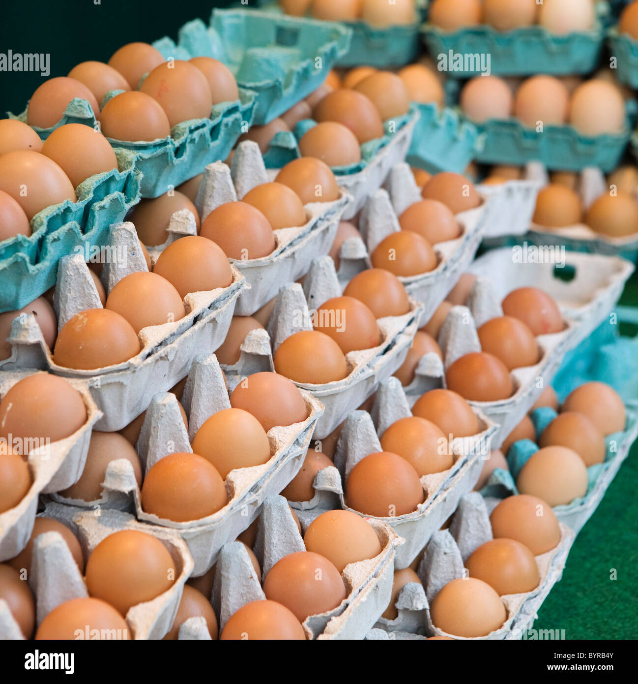 brown eggs displayed in cartons; paris, france Stock Photo - Alamy