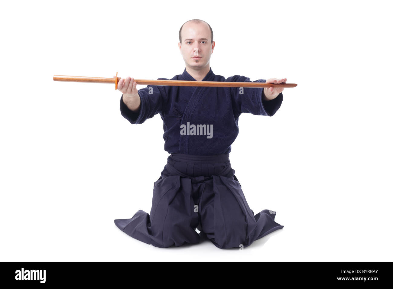 kendo fighter with bokken isolated on white Stock Photo - Alamy