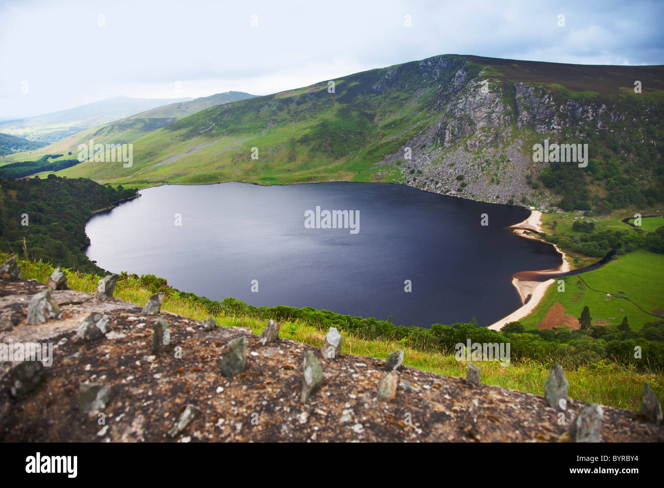 rock fence along the road near sally gap and lough tay; county wicklow ...