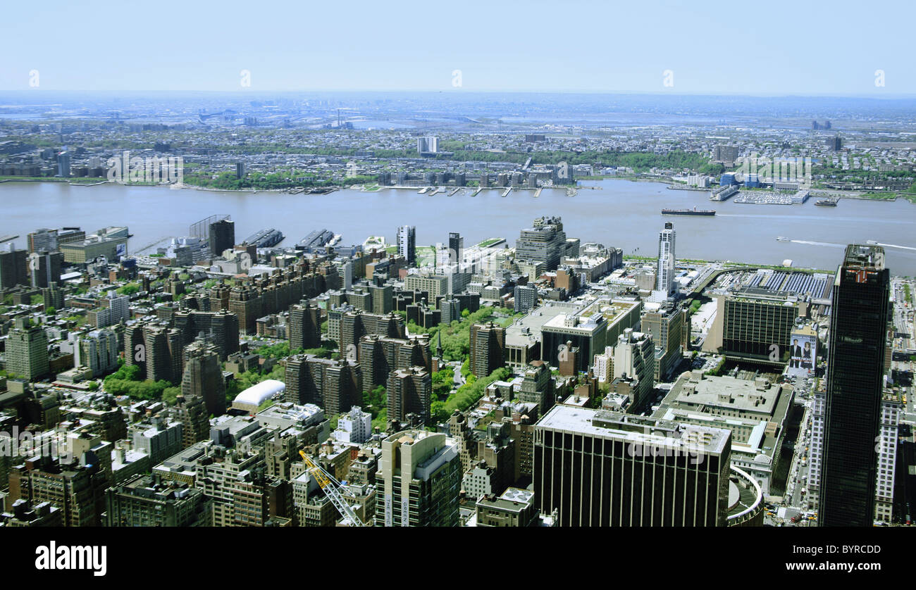 a view of the hudson river; manhattan, new york city, new york, united ...