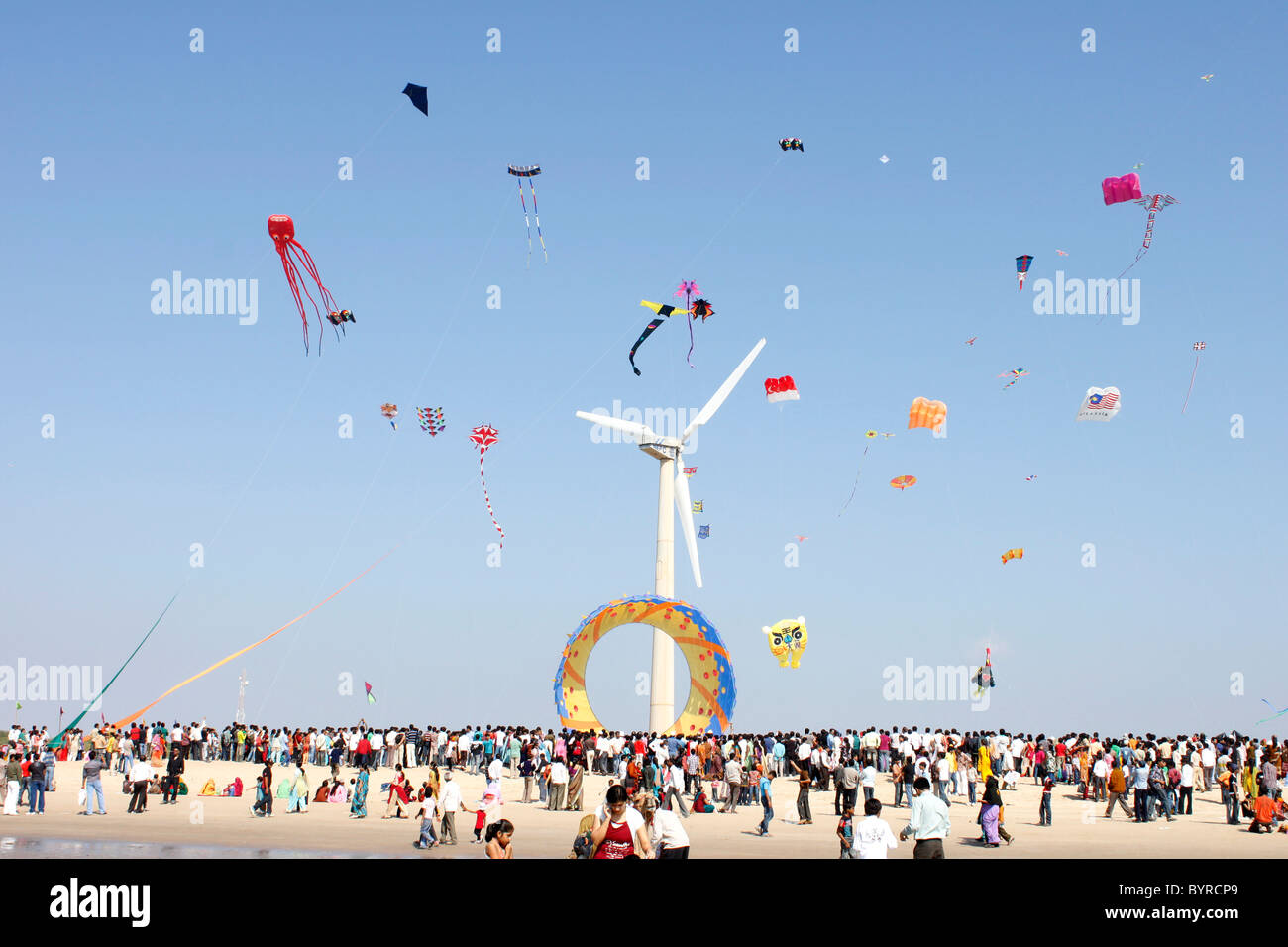 A view of Kite festival at Mandavi beach, Gujarat,India Stock Photo - Alamy