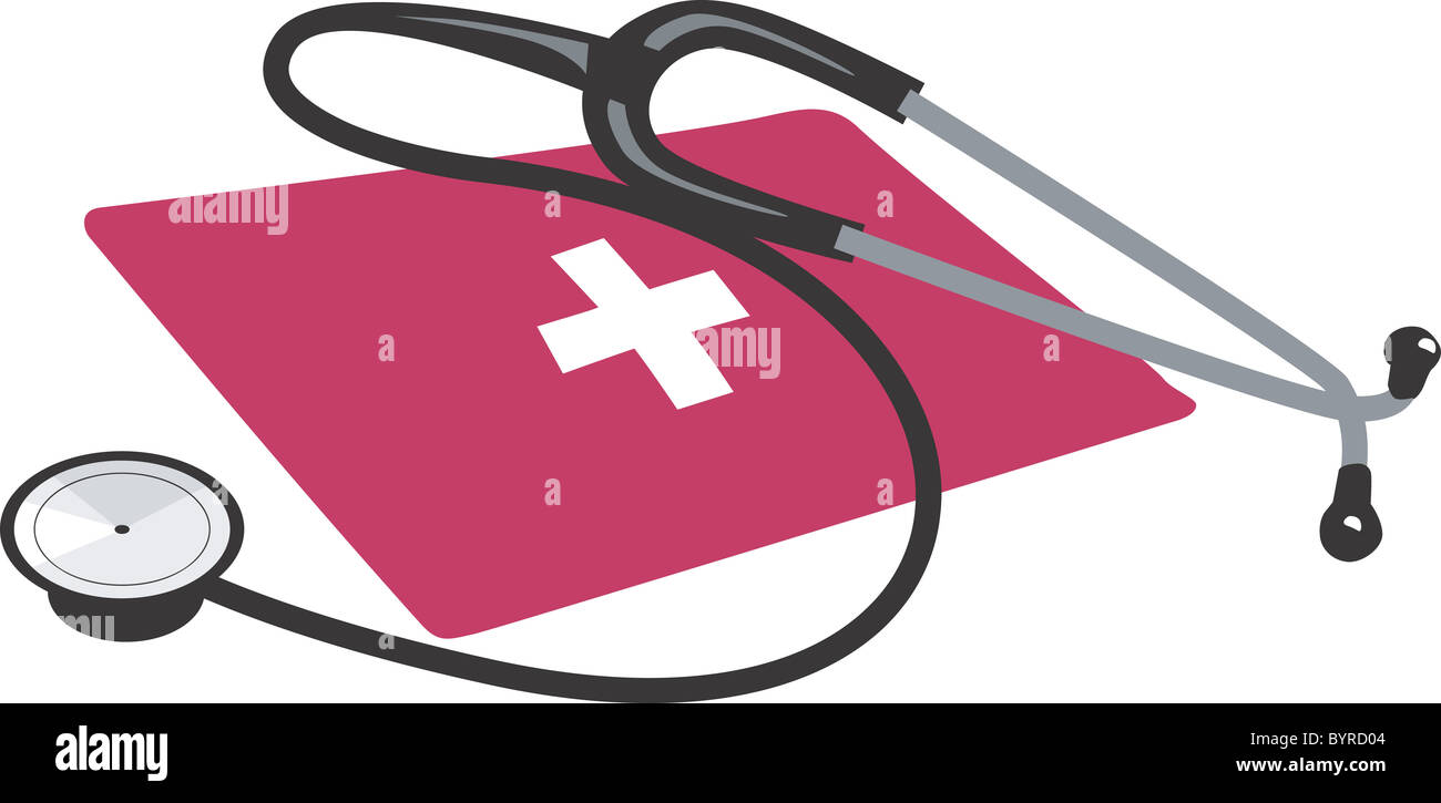 stethoscope and red cross symbol Stock Photo - Alamy
