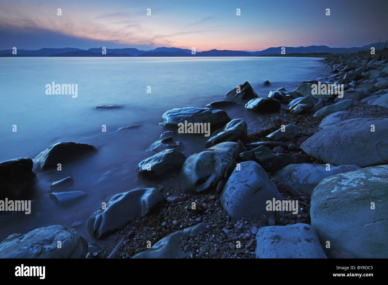 rossbeigh beach at dusk; county kerry, province of munster, ireland ...