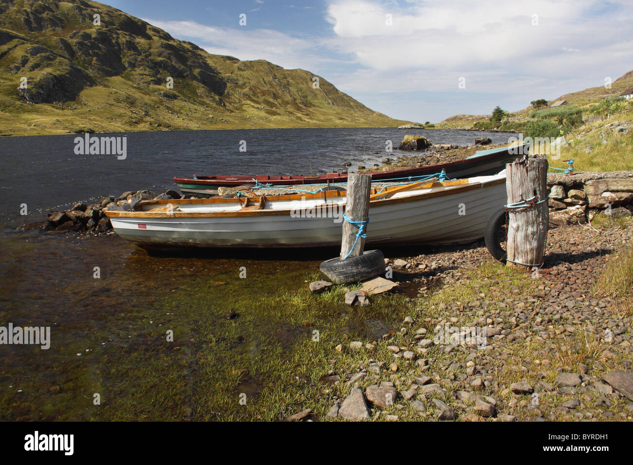 boat on lough fee on the renvyle peninsula in the connacht region ...