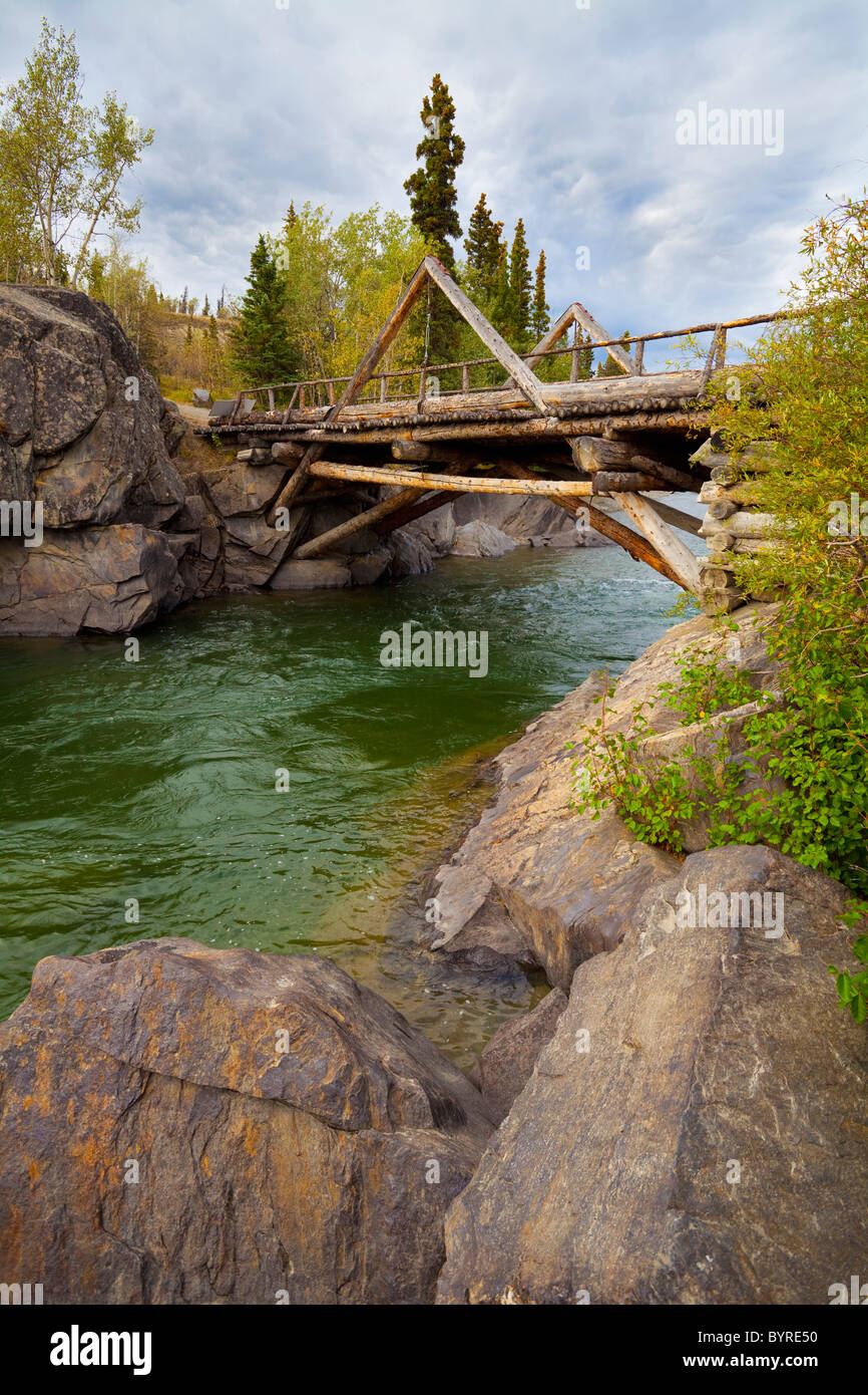a historic log bridge, frontier bridge; haines junction, yukon ...