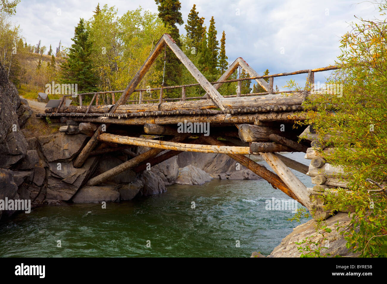 a historic log bridge, frontier bridge; haines junction, yukon ...