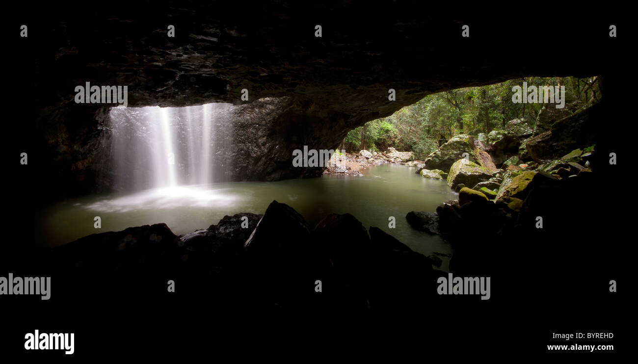 Time delayed image of Natural Bridge, Waterfall in Spring Brook ...