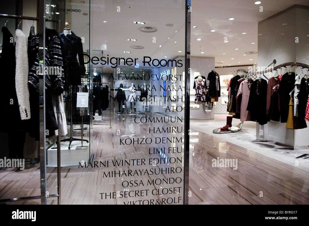 A look at the immaculate clothing displays inside Mitsukoshi Department ...